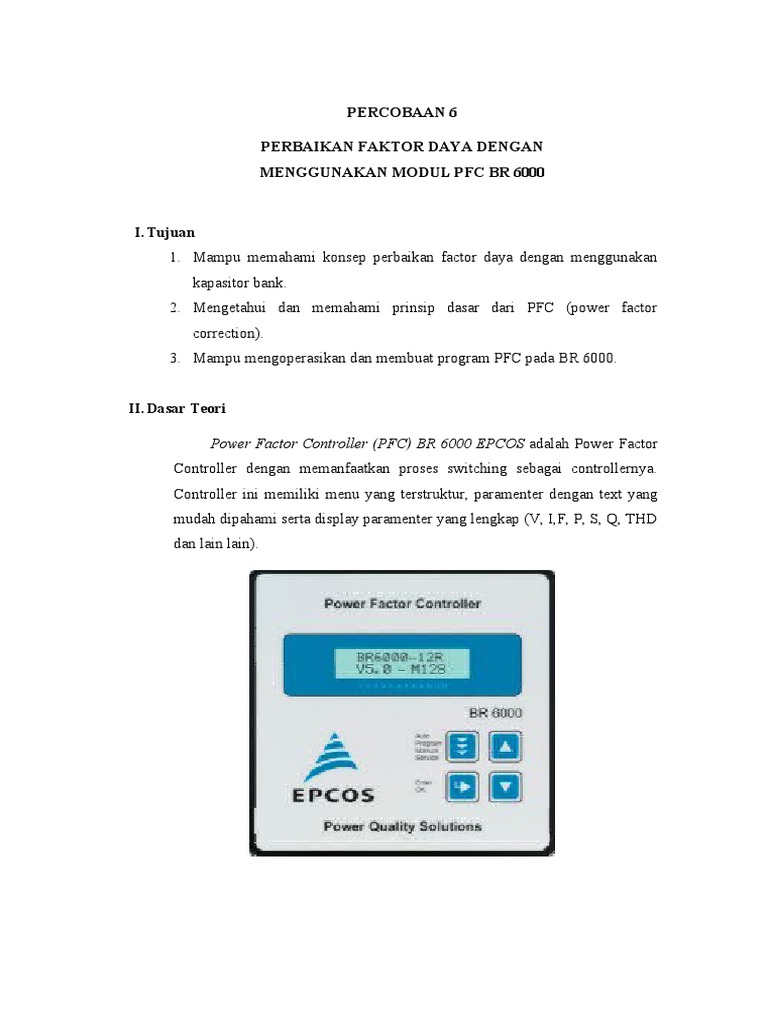 Pengoperasian PFC BR 6000 untuk Cos Phi | PDF