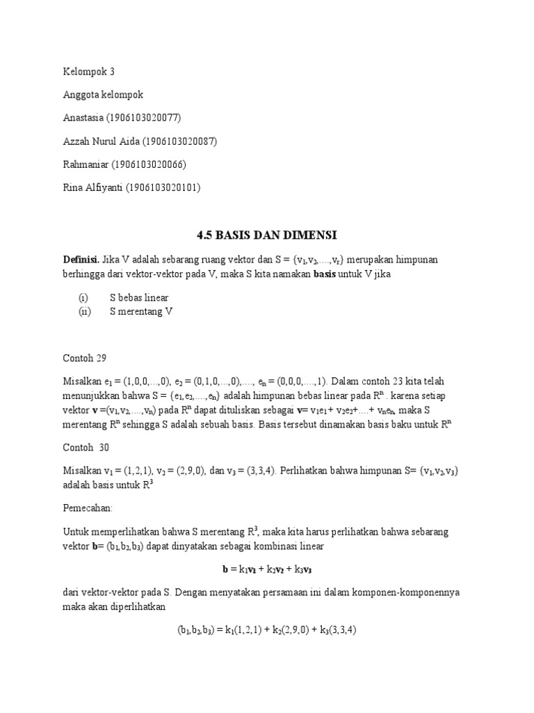 Basis Dan Dimensi | PDF
