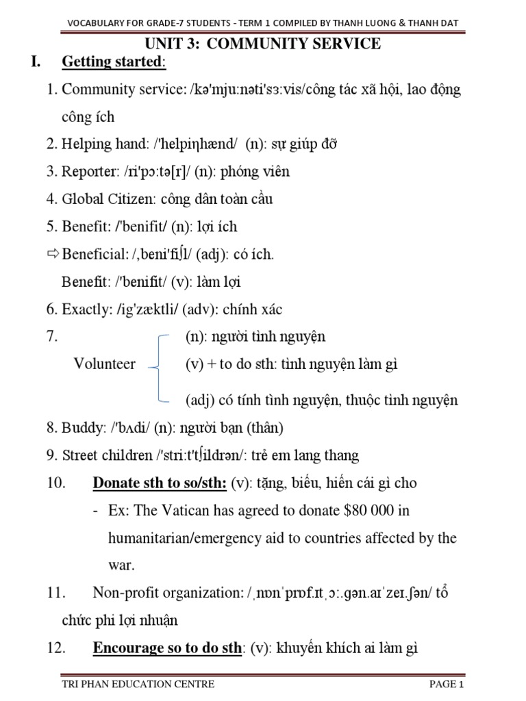 Vocabulary Unit 3 Grade 7 | PDF