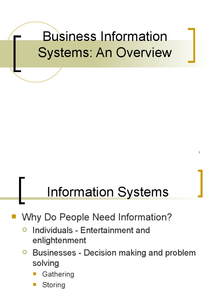 Overview of Business Information Systems | PDF | Information System ...