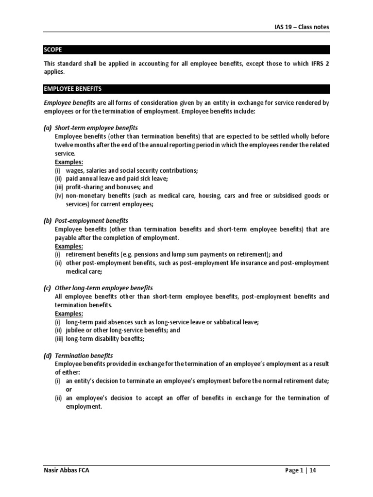 Lecture Notes - IAS 19 | PDF | Defined Benefit Pension Plan | Employment
