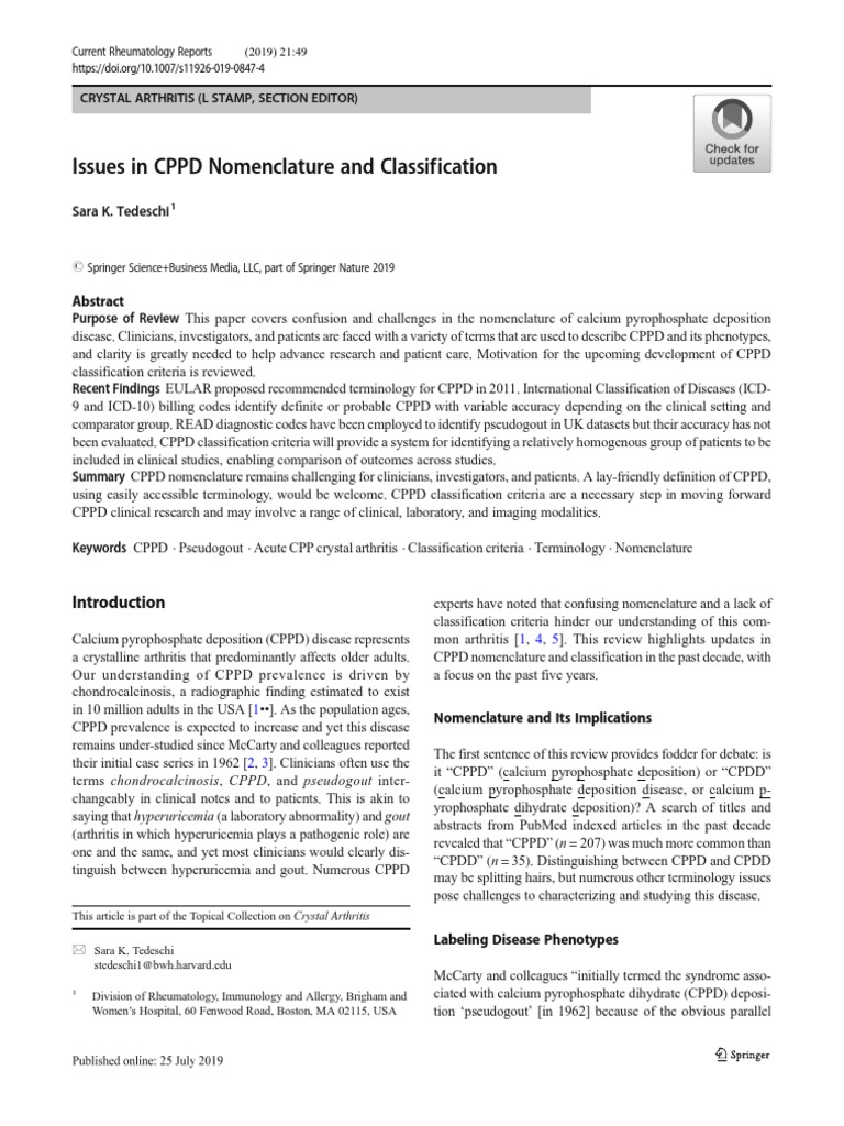 Issues in CPPD Nomenclature and Classification | PDF | Clinical ...