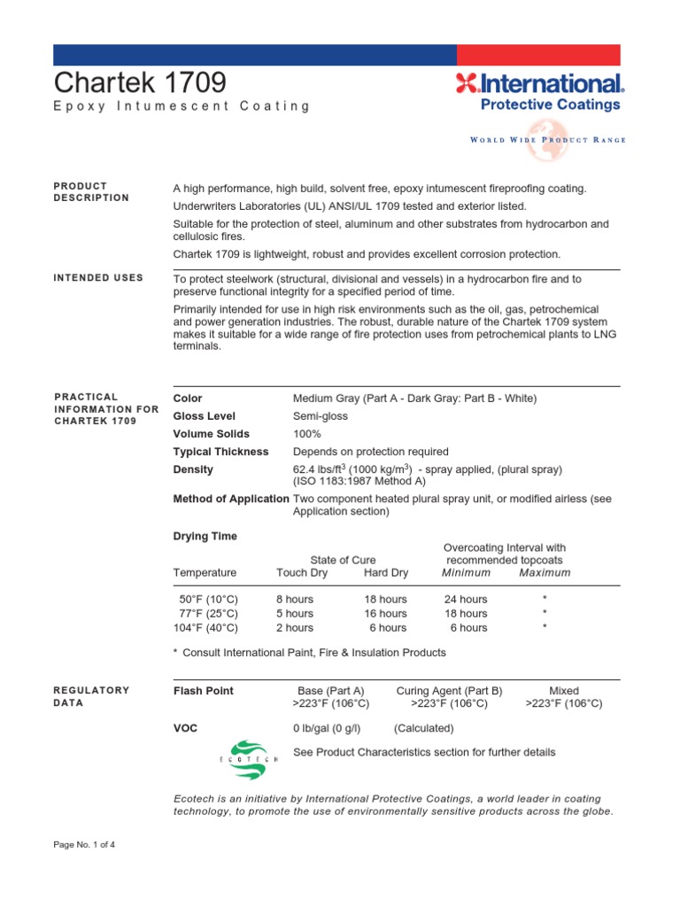 Chartek 1709: Epoxy Intumescent Coating | PDF | Paint | Epoxy