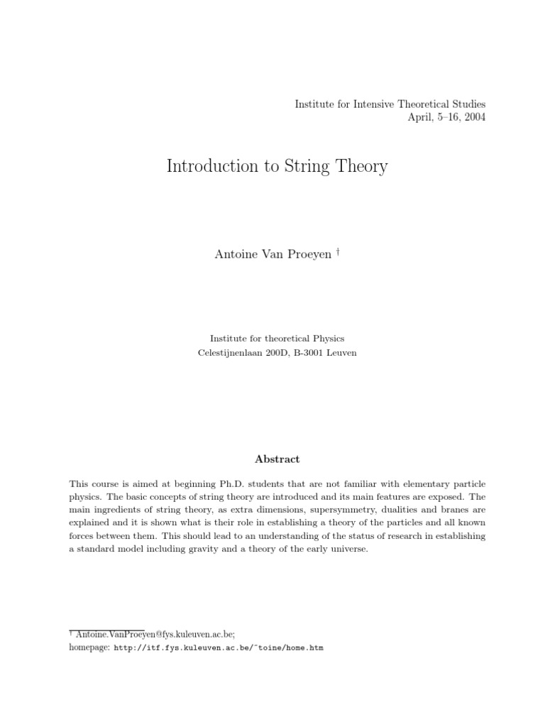 Intro to String Theory for Ph.D. Students | PDF | Science & Mathematics