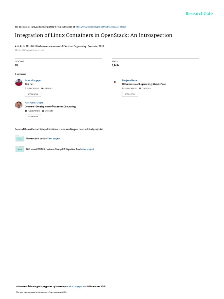 Integration of Linux Containers in Openstack | Download Free PDF | Open Stack | Cloud Computing