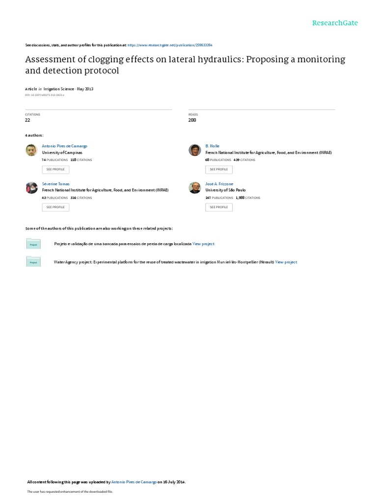 Assessment of Clogging Effects On Lateral Hydraulics Proposing A ...
