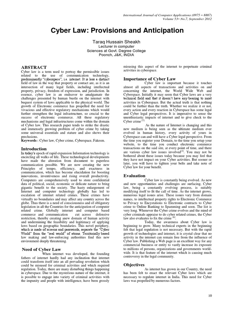 Cyber Law Provisions and Anticipation | PDF | Cybercrime | Cyberspace