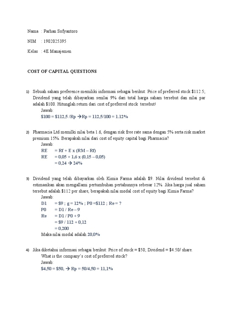 Cost of Capital Questions Answered | PDF | Cost Of Capital | Bonds ...