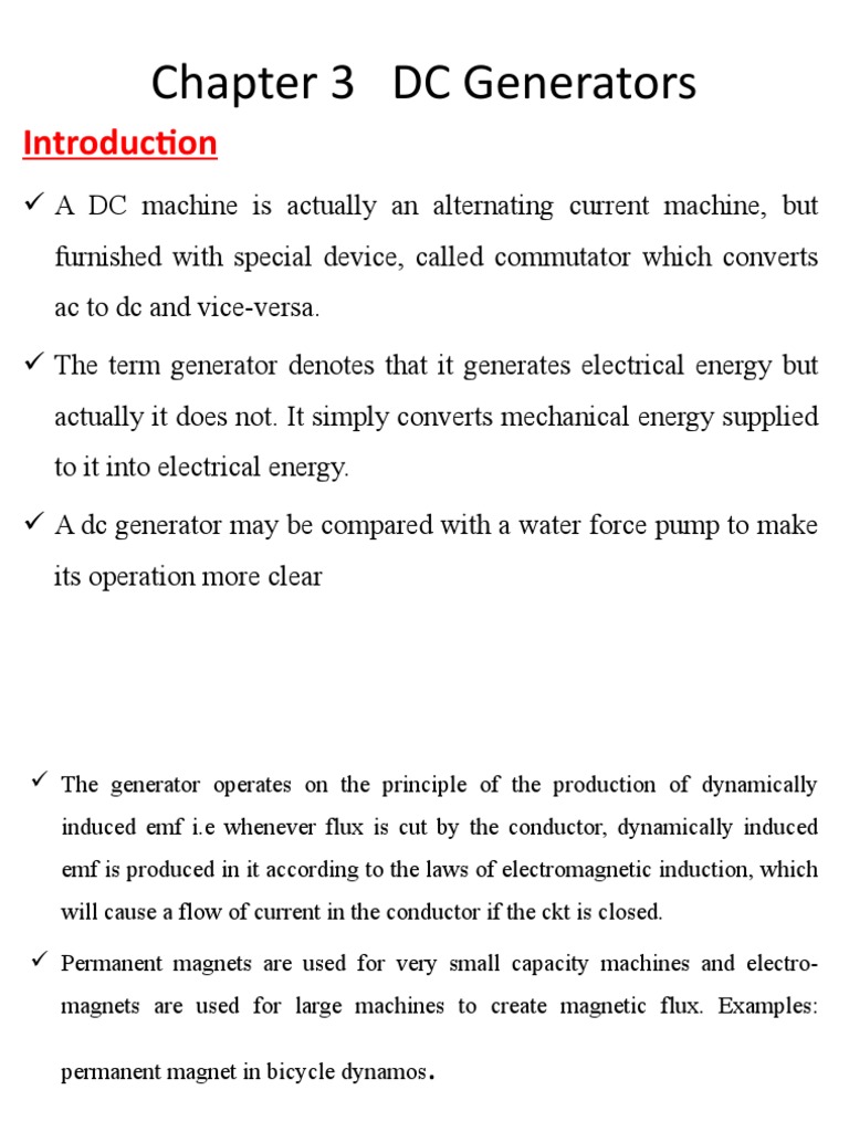 Chapter 3 DC Generators | PDF | Electromagnetic Induction | Electric ...