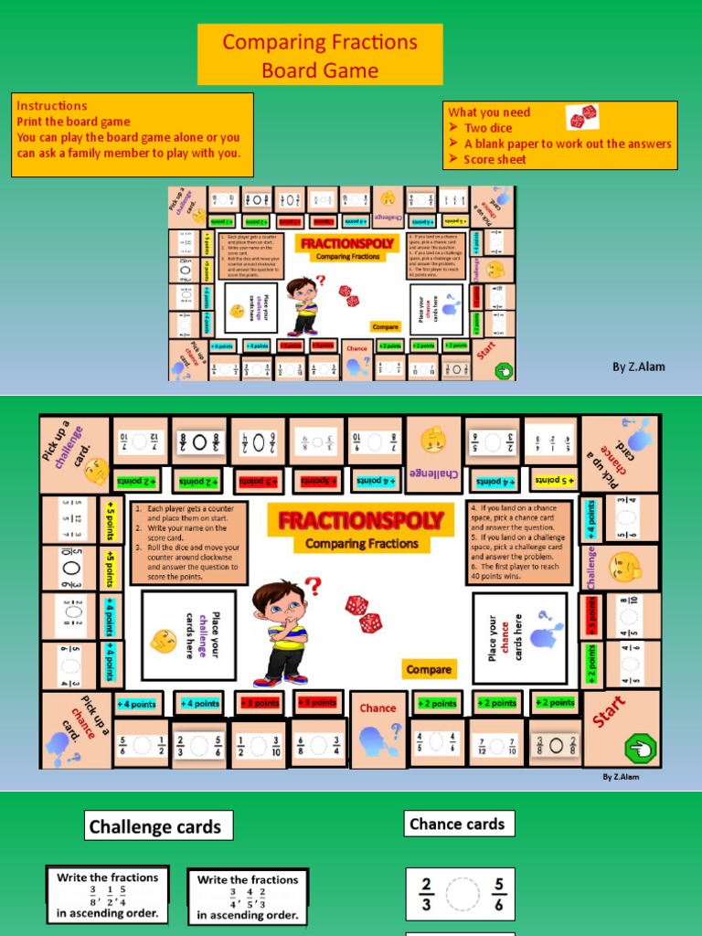 Comparing Fractions Game | PDF