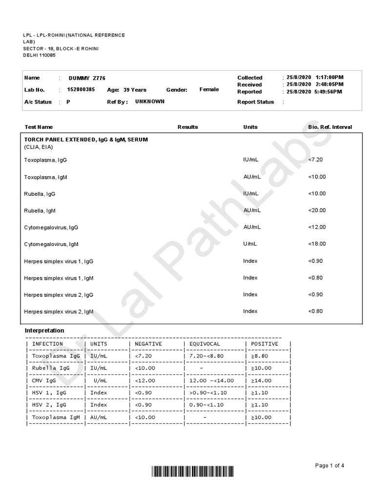 Interpreting TORCH Panel Results for Prenatal Infection Screening | PDF ...