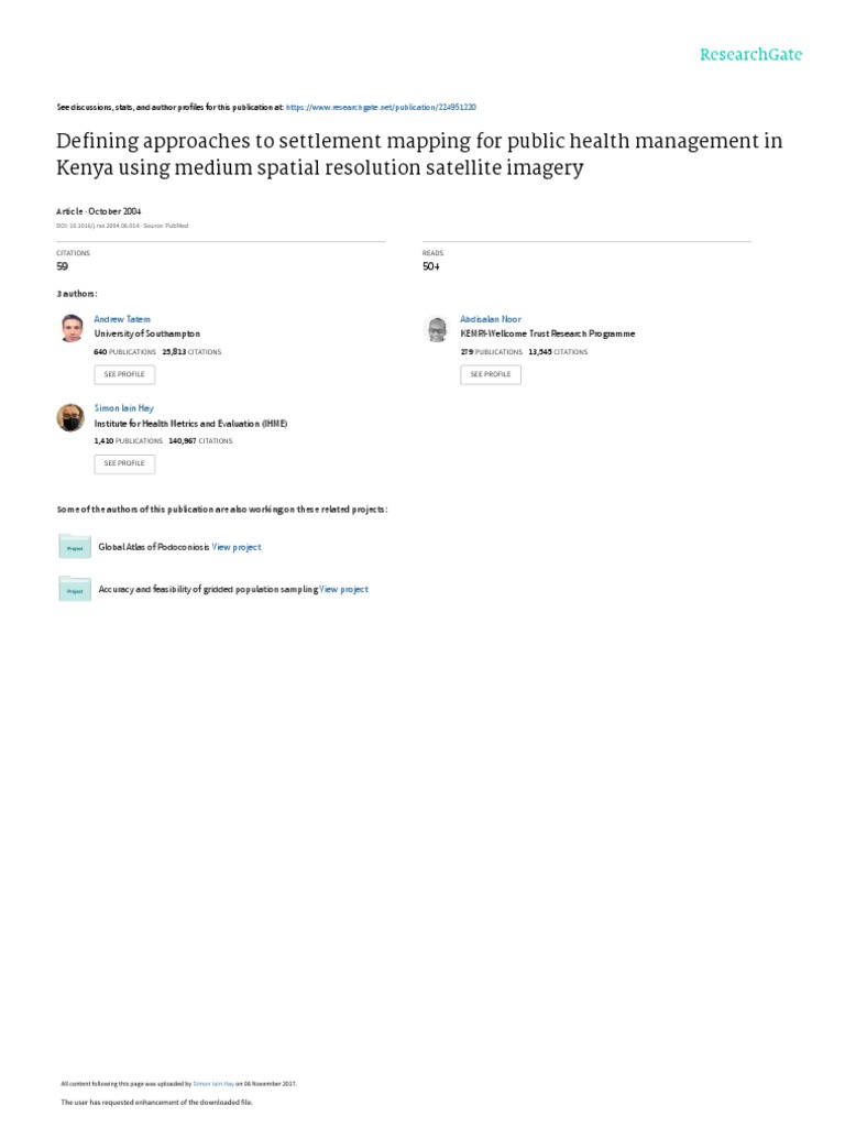 Settlement Mapping for Public Health Kenya | PDF | Statistical ...