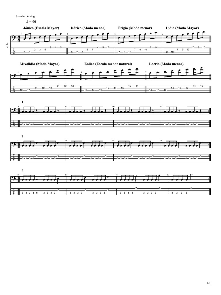 Modos y Ejercicios de Rítmica | PDF | Escala (música) | Escala menor