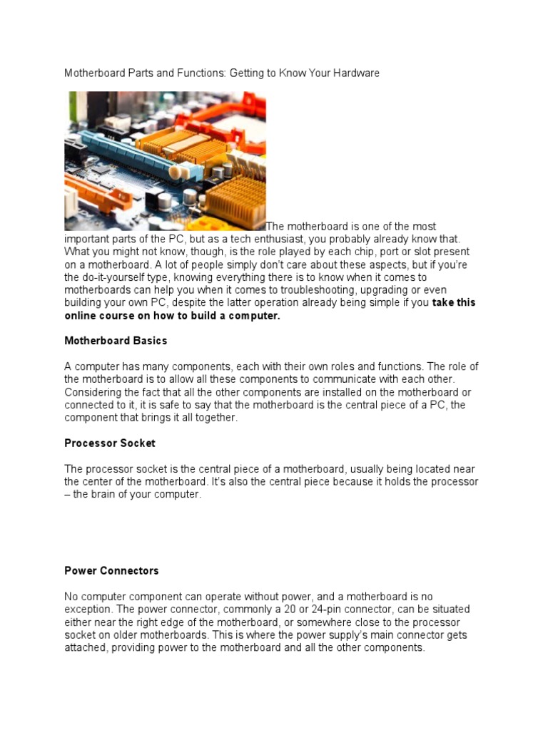 Motherboard Parts And Functions Pdf Electronic Circuits Usb