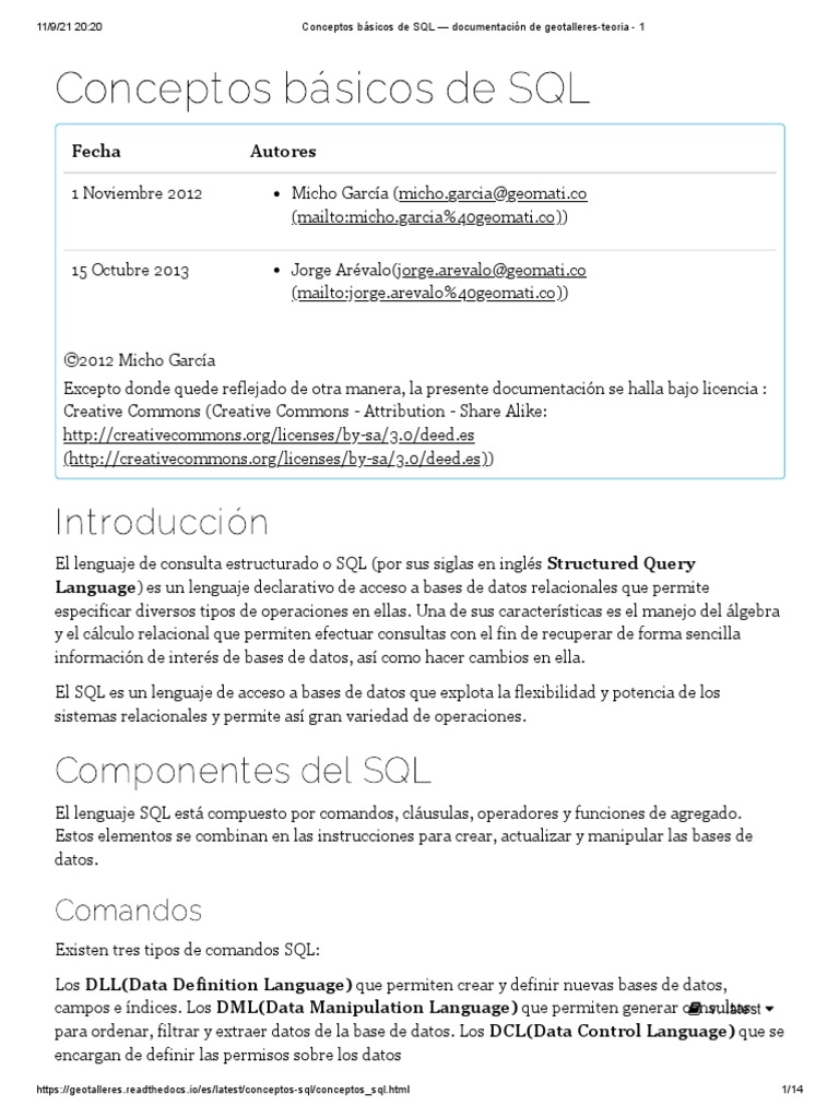 Conceptos Básicos de SQL - Documentación de Geotalleres-Teoria - 1 ...