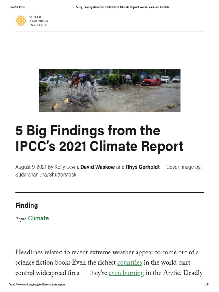 5 Big Findings From The Ipcc S 2021 Climate Report World Resources