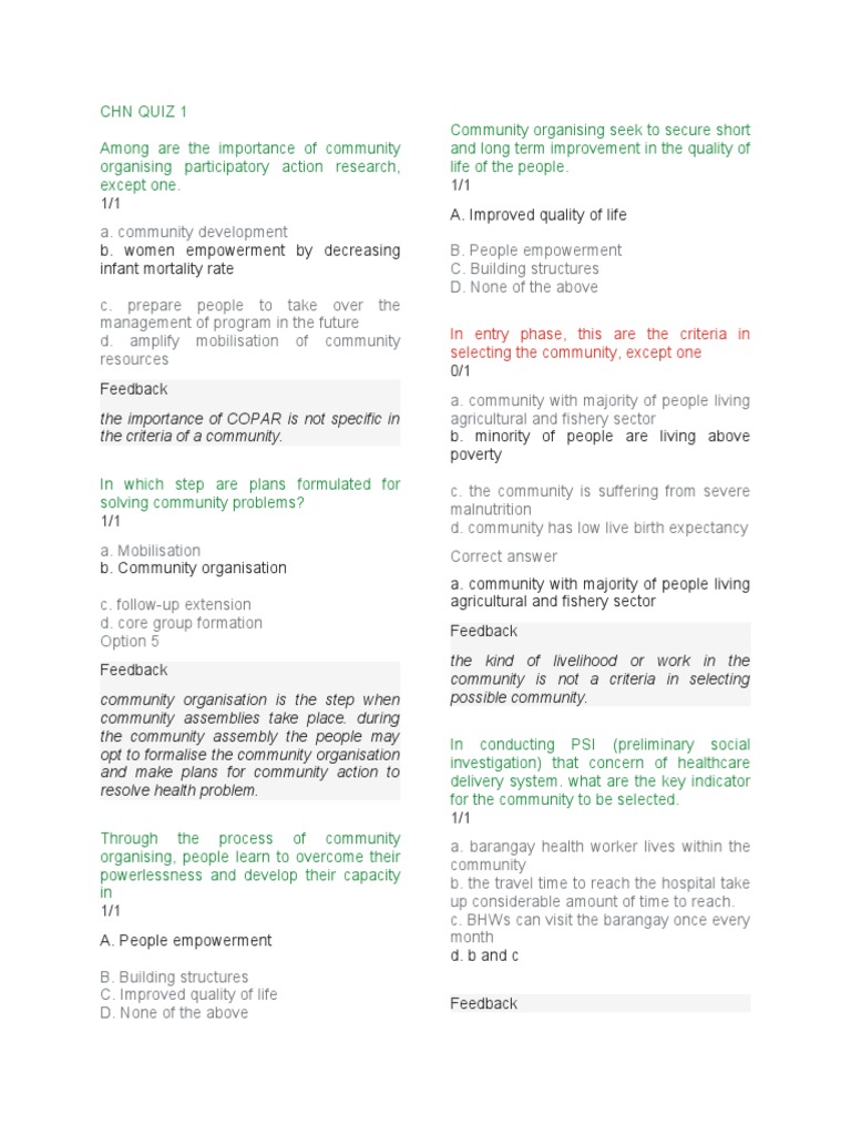 CHN Quiz 1 | PDF | Poverty | Poverty & Homelessness