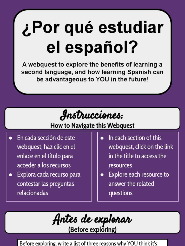 ¿Por Qué Estudiar El Español - Webquest | PDF | Multilingualism ...