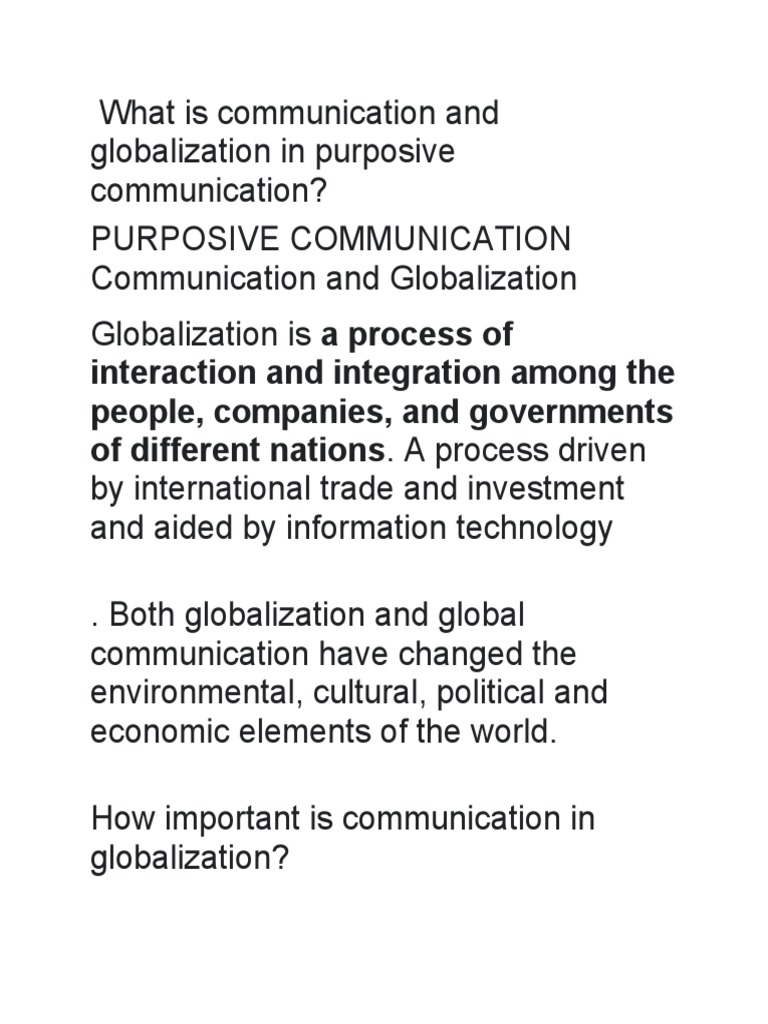 Globalization's Impact on Communication | PDF | Globalization ...