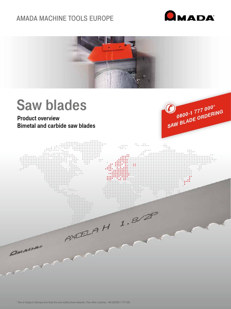 Saw Blades: Amada Machine Tools Europe | PDF | Steel | Alloy