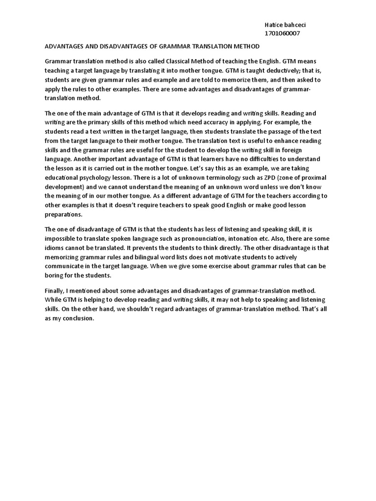 Advantages and Disadvantages of Grammar | PDF | Second Language | Behavior Modification