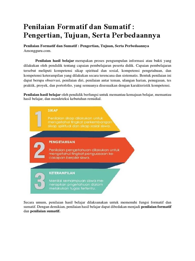 Penilaian Formatif vs Sumatif: Panduan Lengkap | PDF