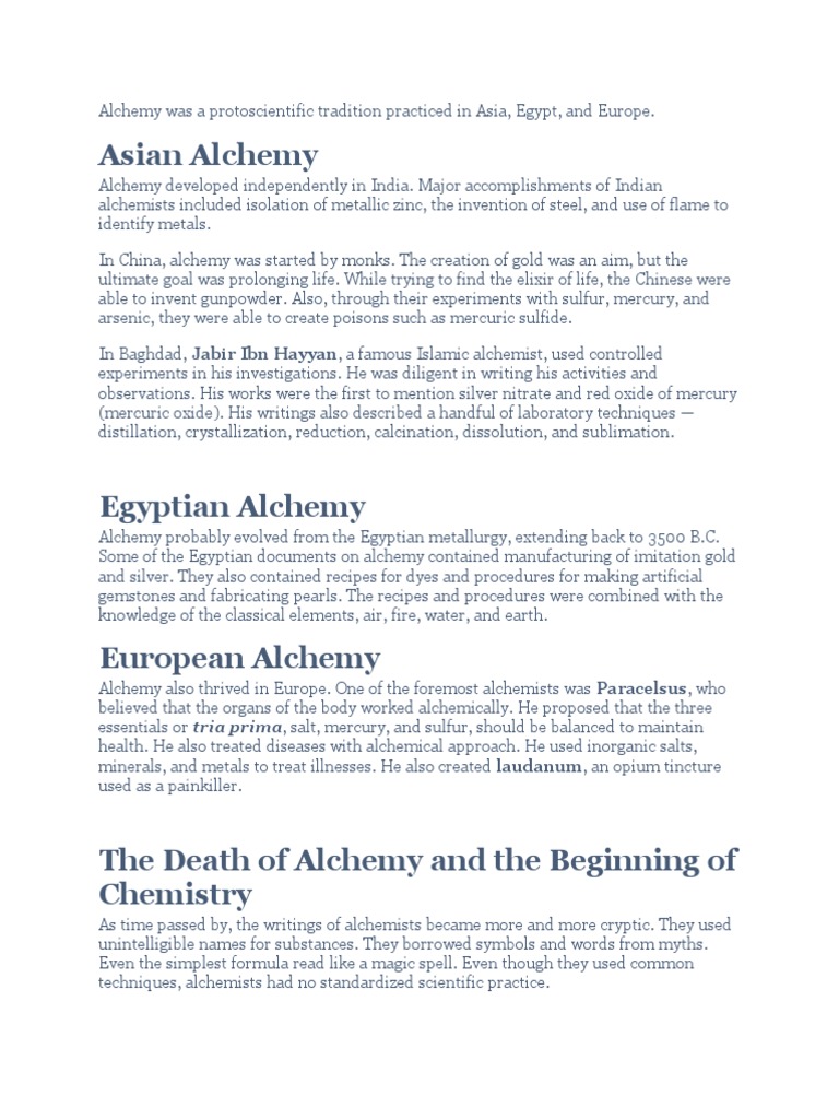 Alchemy Was A Protoscientific Tradition Practiced in Asia | PDF ...