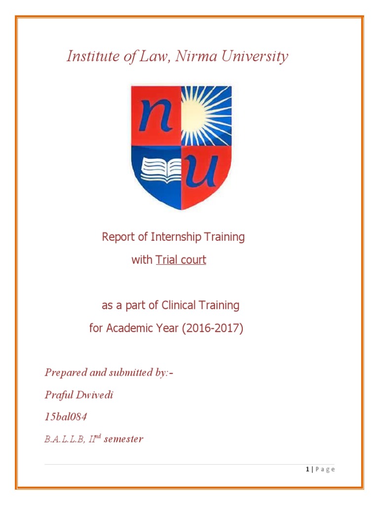 Trial Court Internship Report: Rewa | PDF | Judge | Lawyer