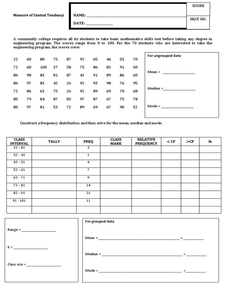 Assignment 2 Mean Median And Mode Pdf Mathematics 1841