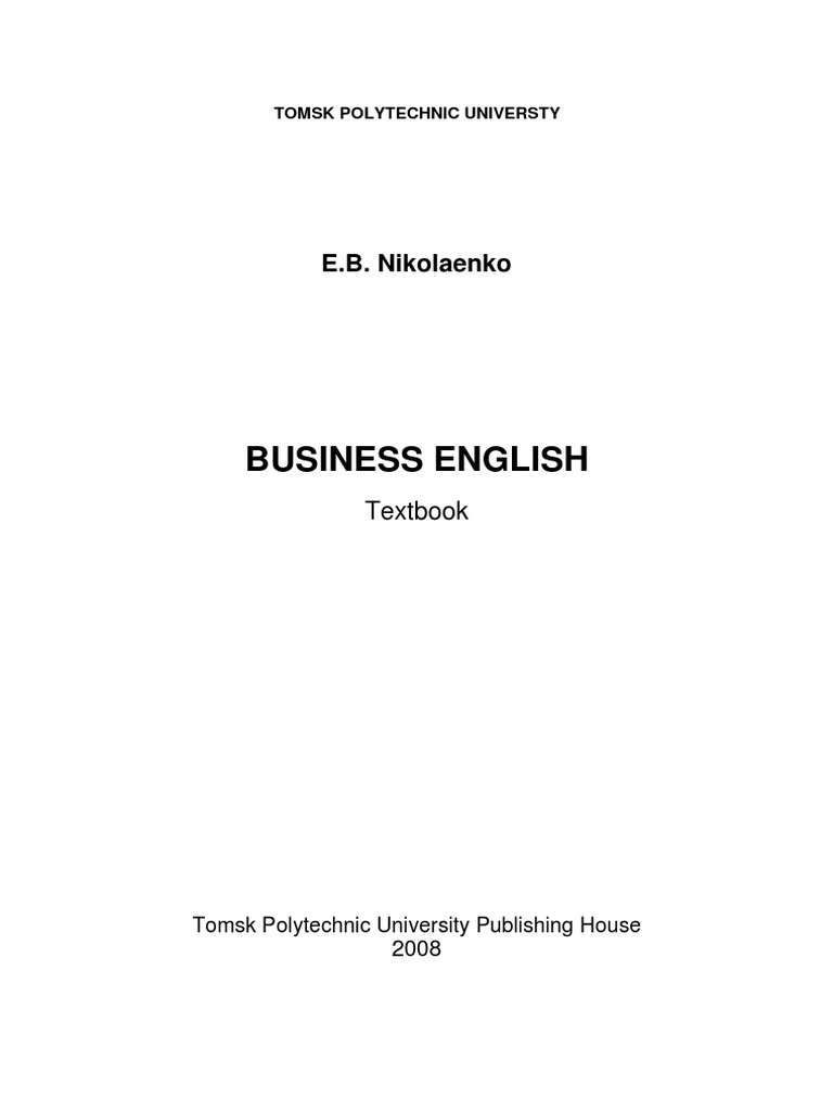 Tomsk Polytechnic University Business English Textbook | PDF ...