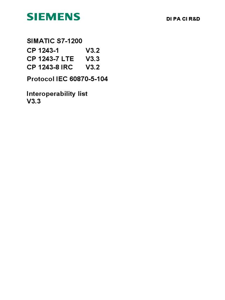 SIMATIC S7-1200 CP 1243-1 V3.2 CP 1243-7 LTE V3.3 CP 1243-8 IRC V3.2 ...