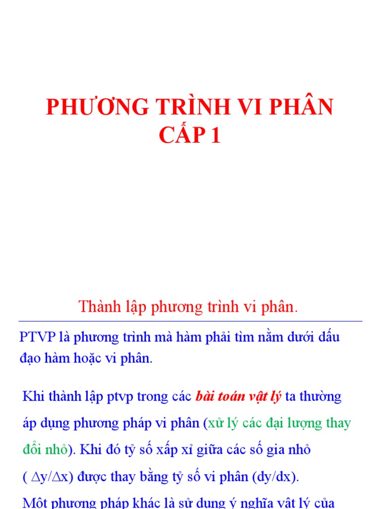 PHƯƠNG TRÌNH VI PHÂN CẤP 1 | PDF