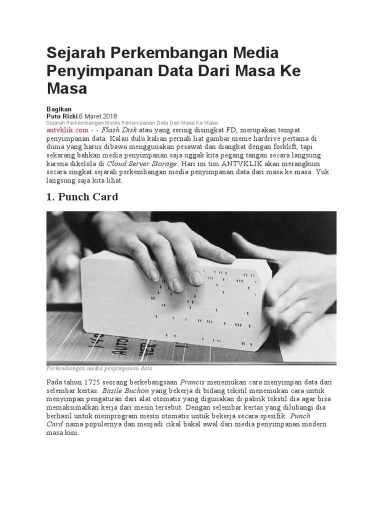 Sejarah Perkembangan Media Penyimpanan Data Dari Masa Ke Masa | PDF