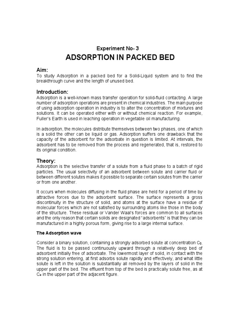 3.adsorption in Packed Bed | PDF | Adsorption | Chemical Engineering