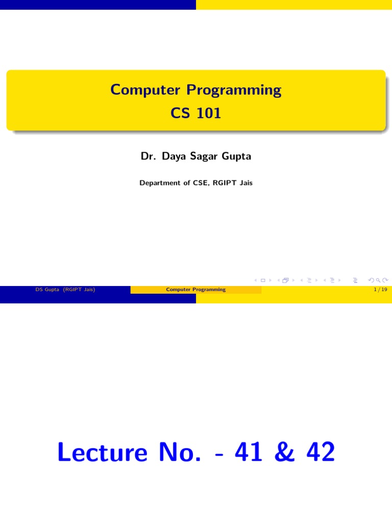 CS101 (20-21 Rgipt) L41-42 | PDF | Computer Science | Information Technology Management