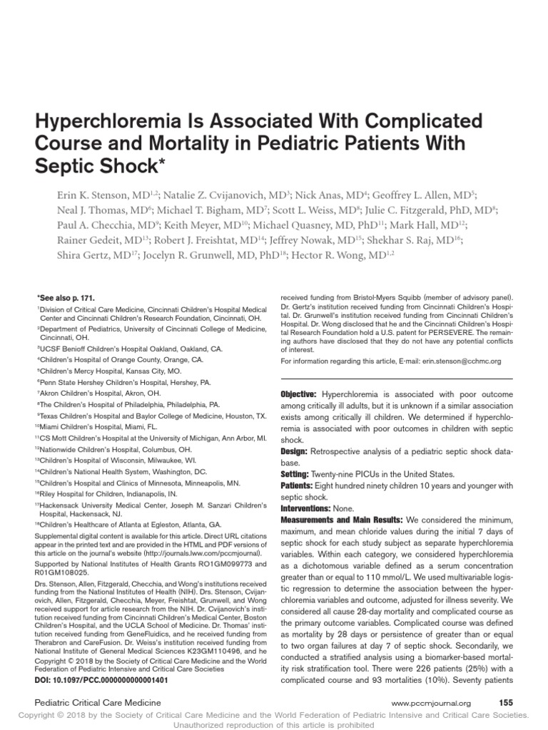 Hyperchloremia Is Associated With Complicated Course and Mortality in ...