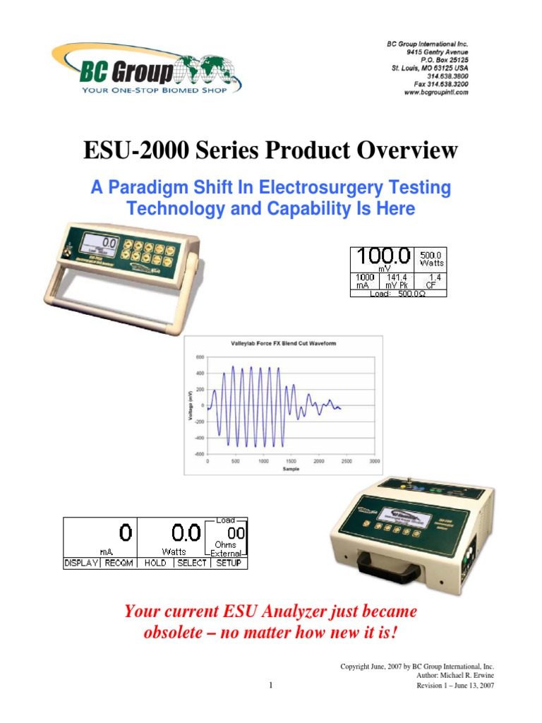 BC Group ESU-2000 ESU Analyzer - Product Overview | PDF | Electricity ...