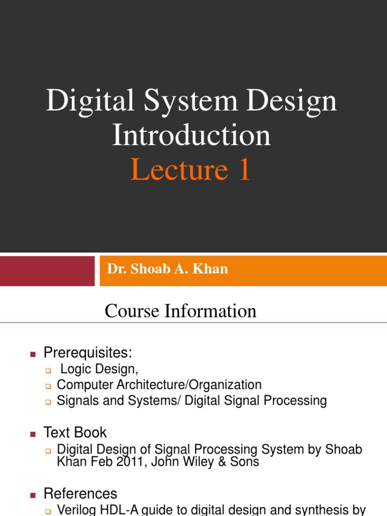 Introduction to Digital System Design for Signal Processing: An ...