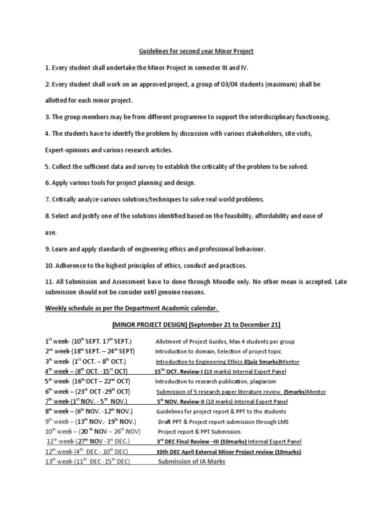 Guidelines For Minor Project Implementation & Design | PDF ...