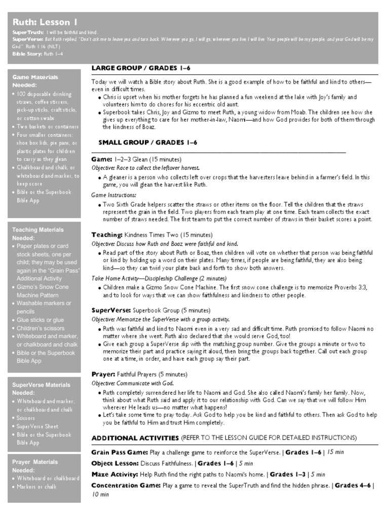 Ruth Lesson 1 Overview | PDF | Ruth (Biblical Figure) | Book Of Ruth