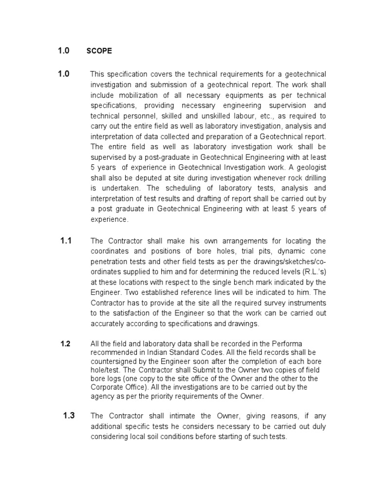Scope of Work | Download Free PDF | Geotechnical Engineering | Laboratories