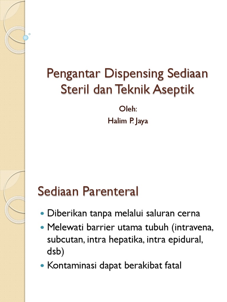 Pengantar Dispensing Sediaan Steril Dan Teknik Aseptik | PDF ...