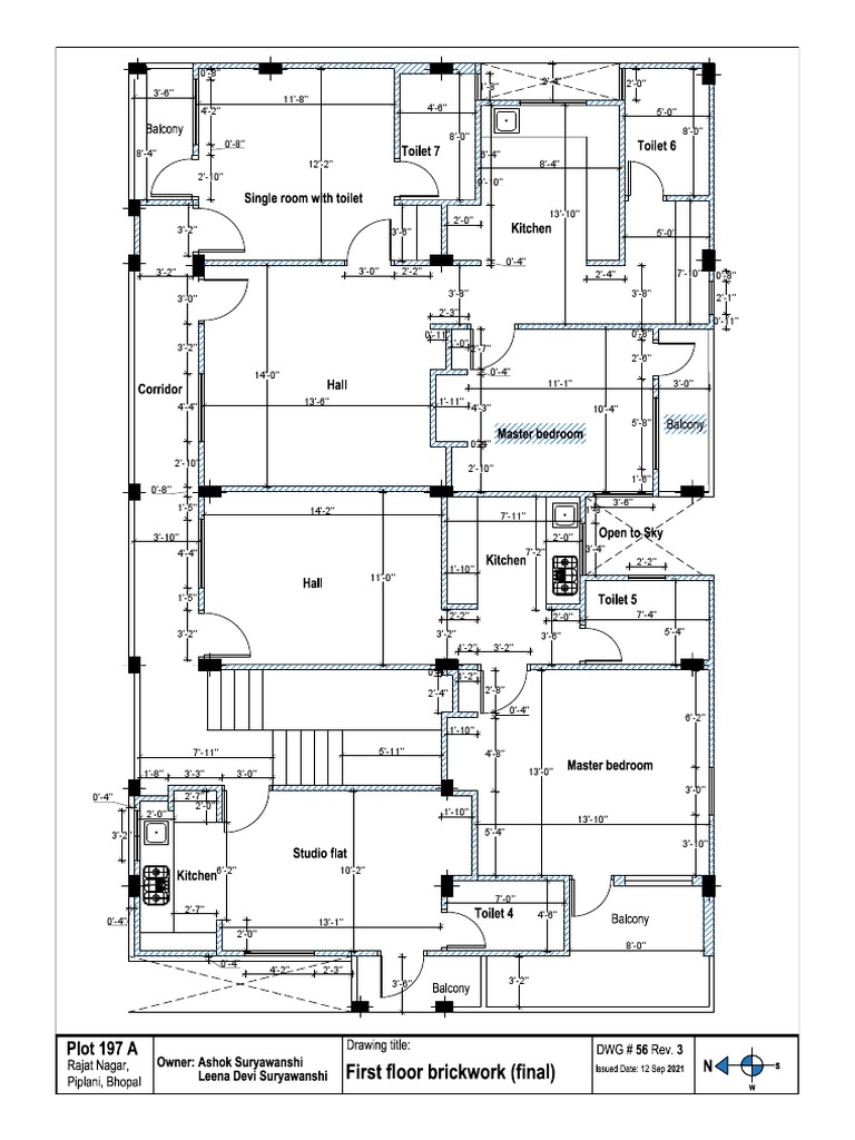 1st Floor Brickwork Drawing 12 Sep2021 Rev 3 | PDF | Buildings And ...
