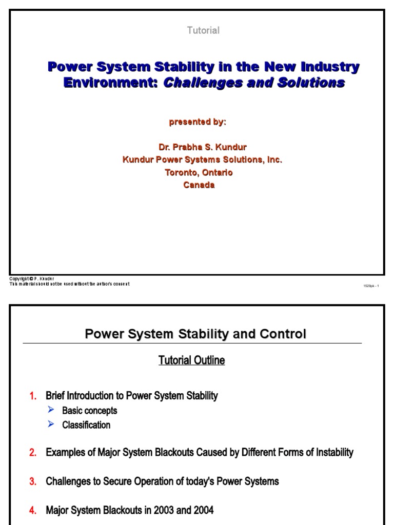 Power System Stability | PDF | Electric Power Transmission | High ...