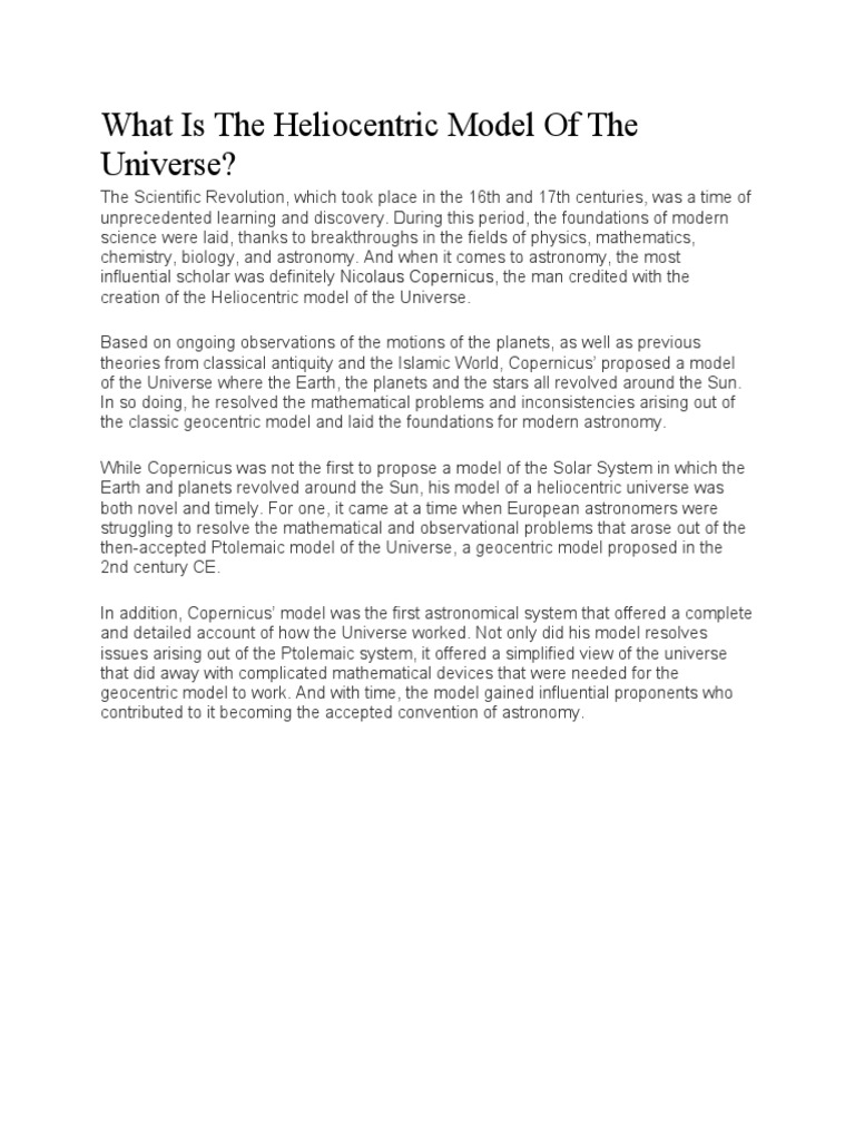 What Is The Heliocentric Model of The Universe | PDF | Heliocentrism ...