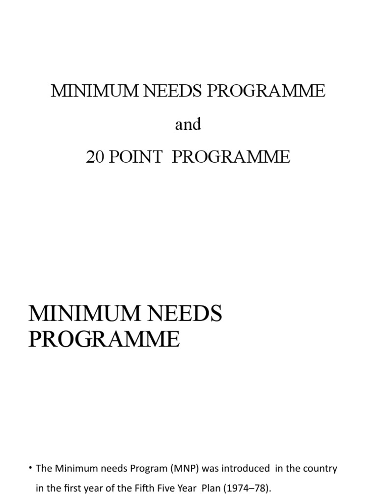 Minimum Needs Programme | PDF | Welfare | Slum