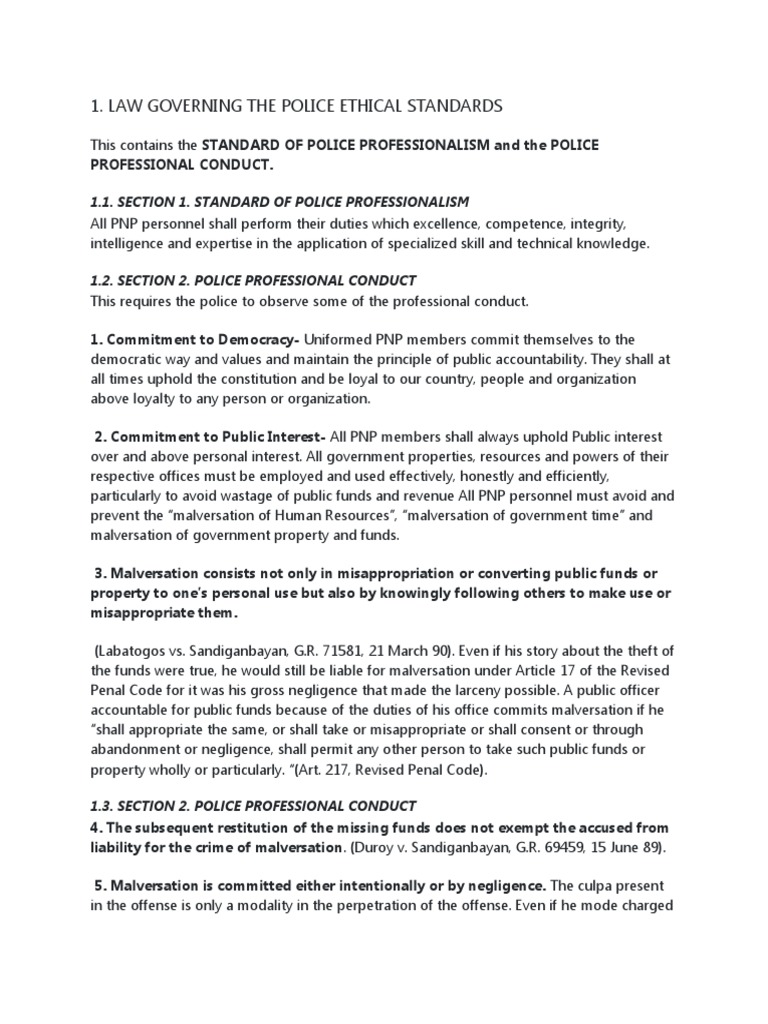 PNP Ethical Standards and Conduct Guidelines | PDF | Police | Integrity