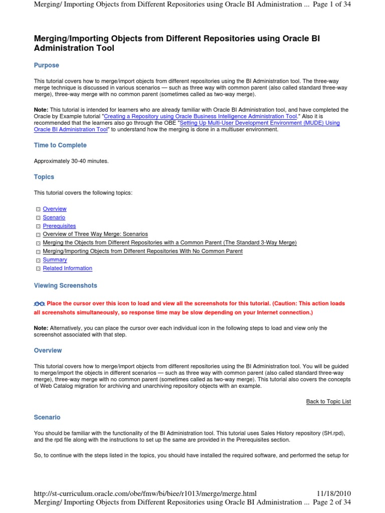 Merging/Importing Objects From Different Repositories Using Oracle BI ...
