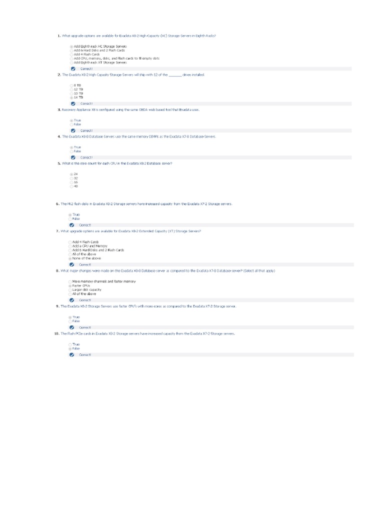 Oracle Exadata X8 and ZDLRA X8 Technical Introduction Assessment | PDF