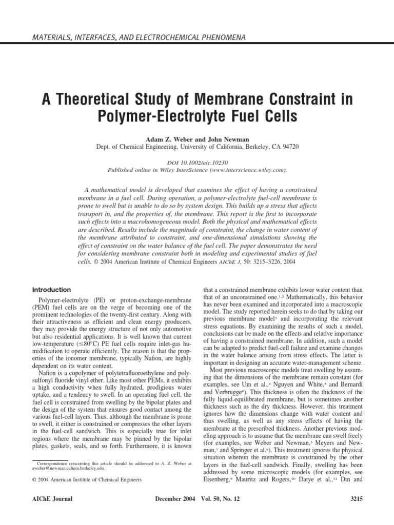 A Theoretical Study of Membrane Constraint in Polymer-Electrolyte Fuel ...